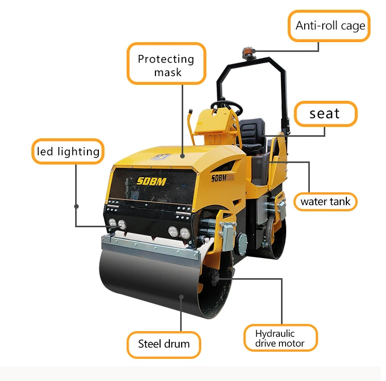 Road Construction Double Drum Walk Behind Road Roller Competitive ...