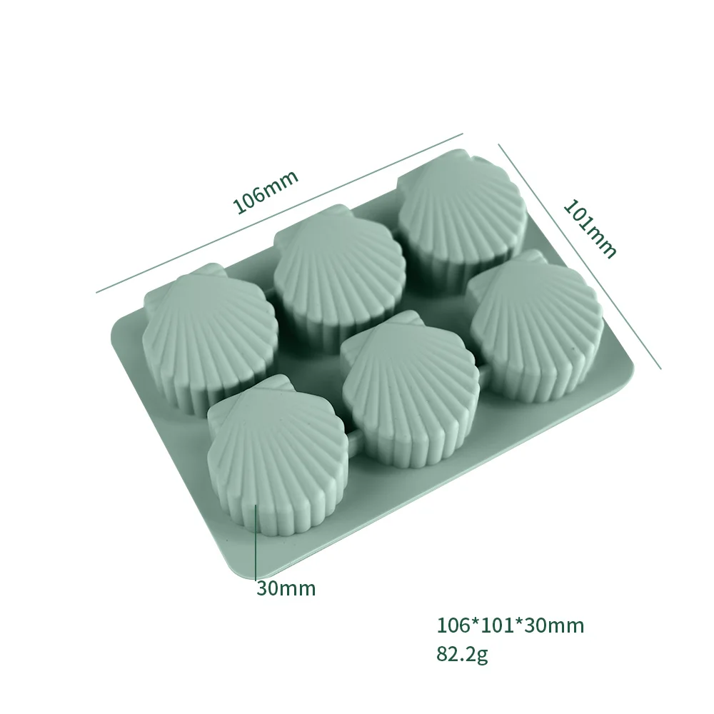 6 Cavity Food Grade Seashell Shape Silicone Ice Tray Silicone Seashell ...