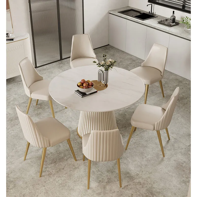 Luxury White Marble Dining Room Set - Modern & Stylish