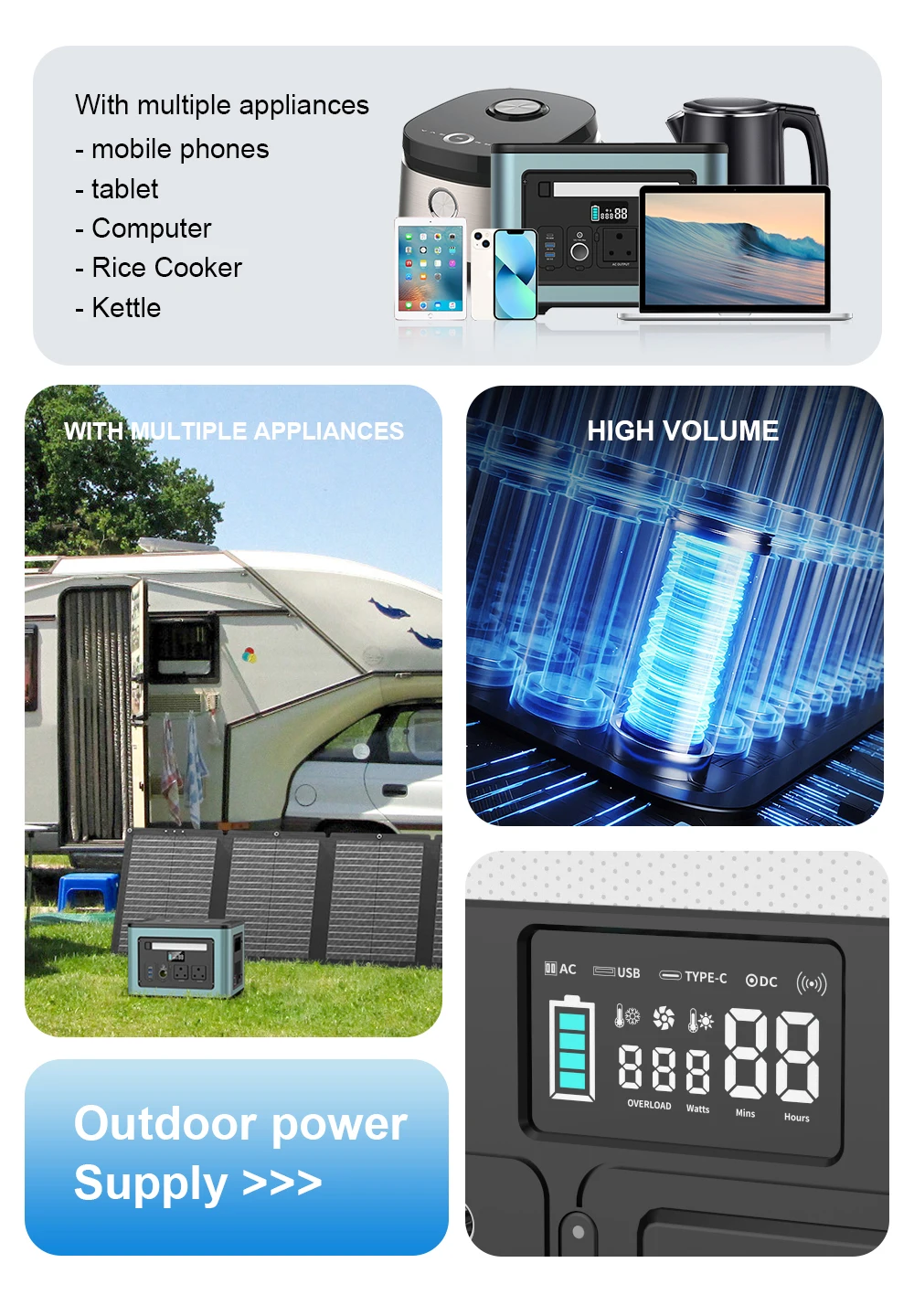 Ups Solar Generator 300w 500w 1000w 2000w Lithium Battery Ac Output ...