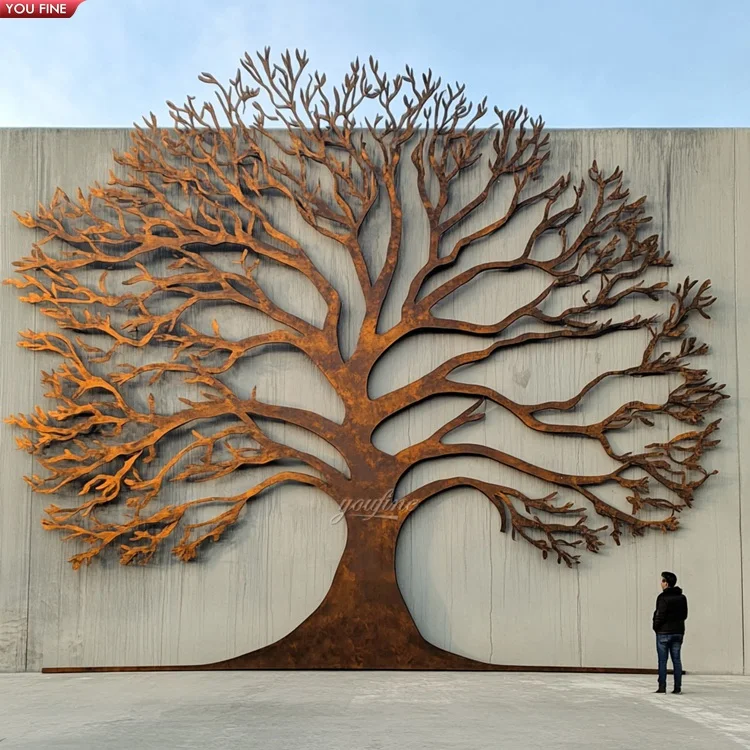 Large Corten Steel Tree Metal Garden Sculpture by YOUFINE