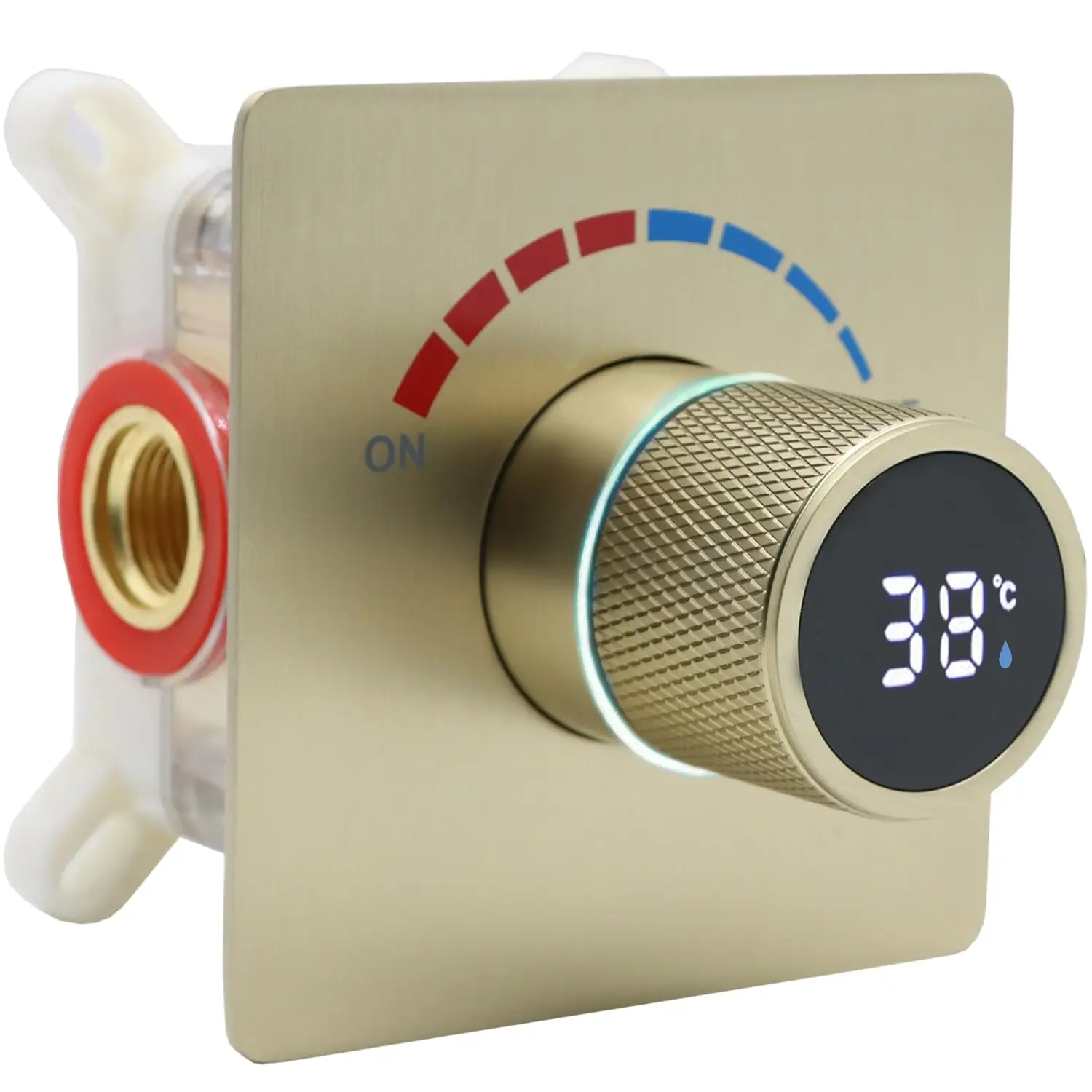 Brushed Gold Solid Brass Concealed Led Digital Display Diverter Valve ...