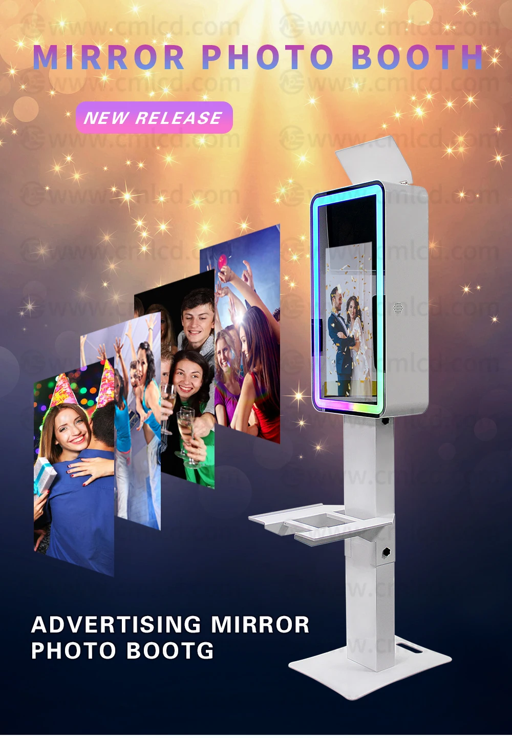 Mirror Photo Booth Machine Led Flash LCD Touch Monitor Selfie Kiosk Magic Photo Booth Digital ...