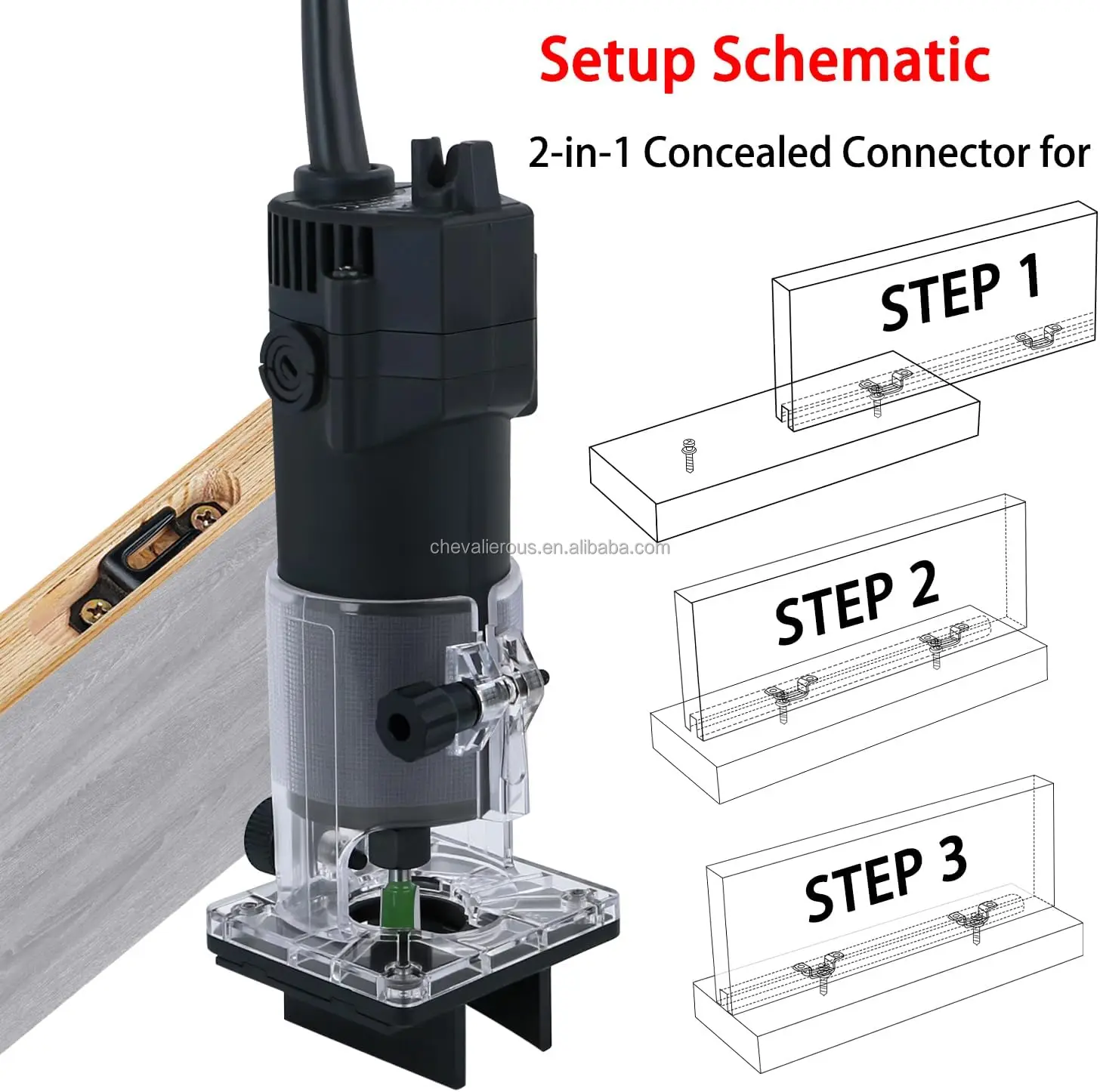 CHEVALIEROUS Industrial/DIY Wood Router Slotting Locator with Slotted ...
