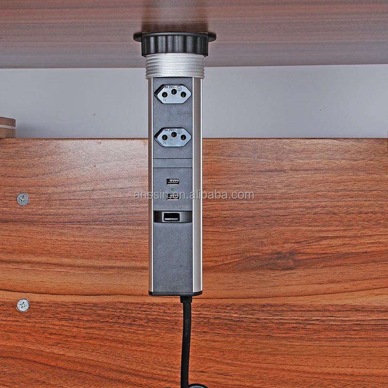 Office Desk Kitchen Island Retraction Socket Outlet 60mm