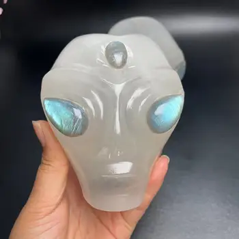 Natural Crystal Quartz Hand Carved Selenite Alien Skulls With ...