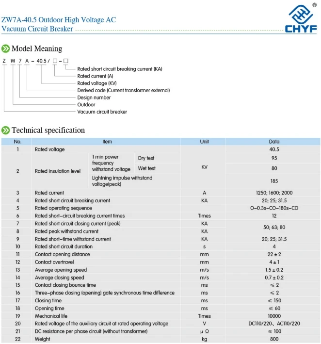 35KV Outdoor ZW7 High-voltage Vacuum Circuit Breaker ZW7-40.5/1250A Power Station Type Switch ...
