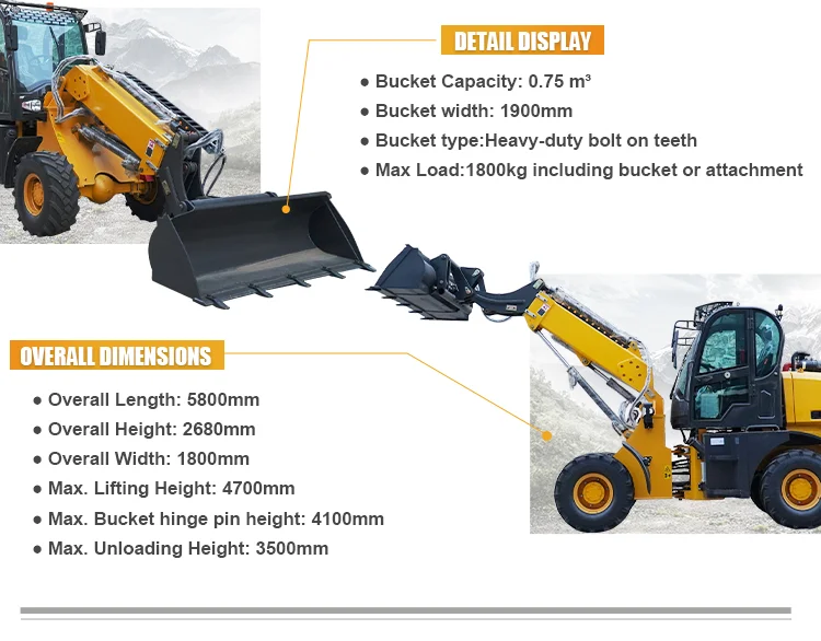 4.5ton Telescopic Arm Loader Engineering Machinery Chinese Loaders ...
