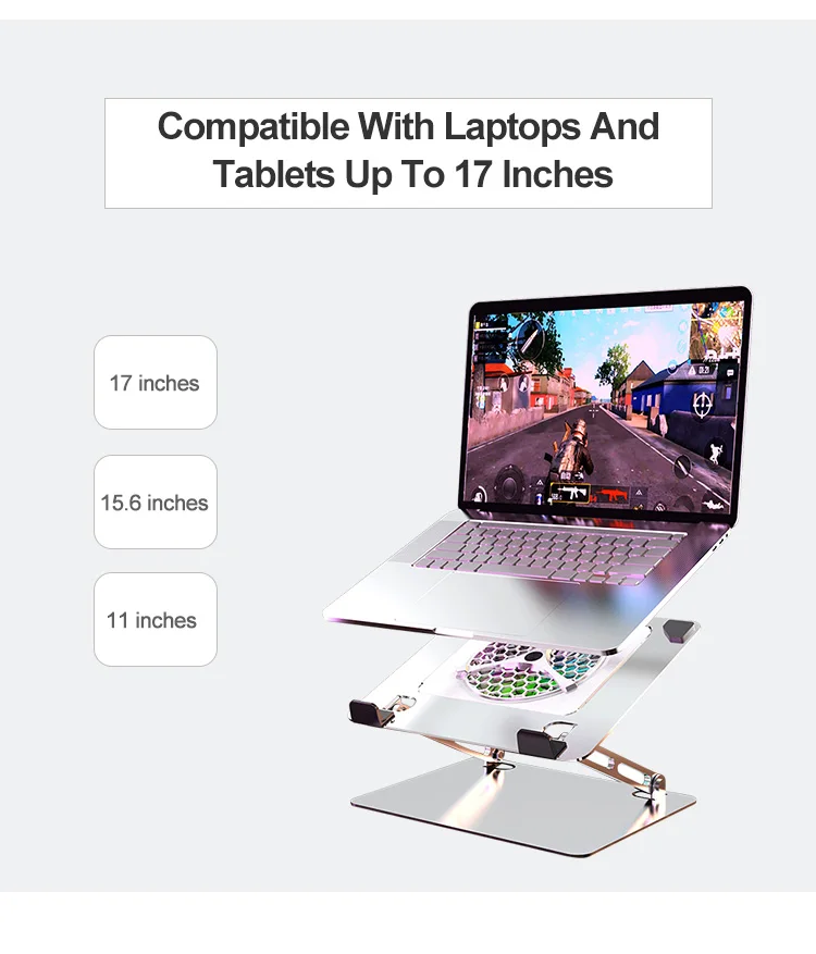 Portable Adjustable Gaming Laptop Stand And Fan Cooler Aluminum ...