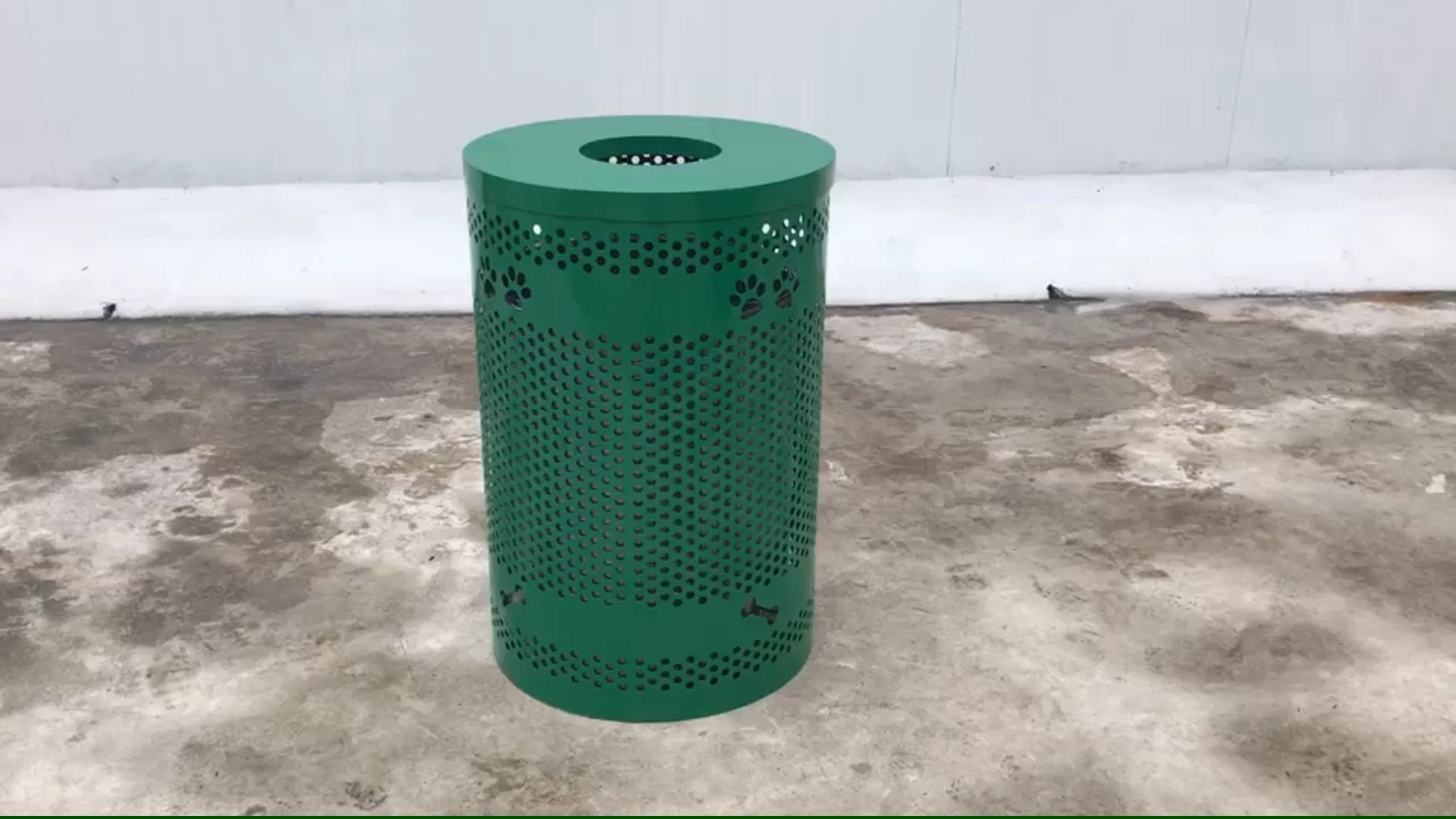 Outdoor Perforated Steel Garbage Container Trash Can Outside Dog Park ...