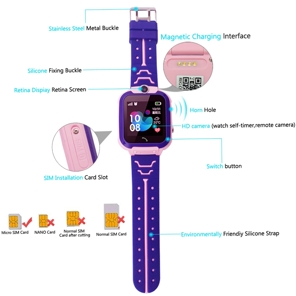 Wholesale Q12 Kids Smart Watch - 2G SIM Card, GPS Tracker, Waterproof ...