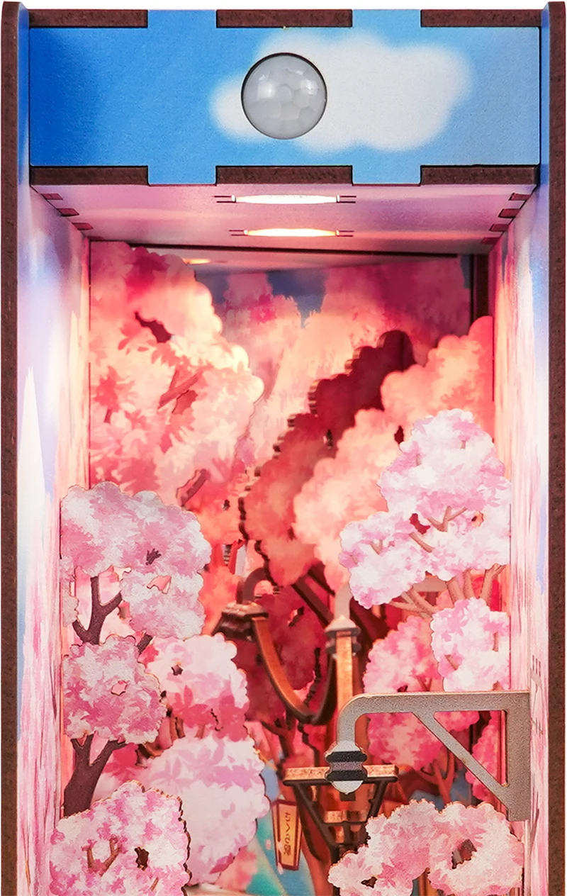 Tonecheer Sakura's Travel Led Light 3d Wooden Puzzle Bookend Diy Book ...