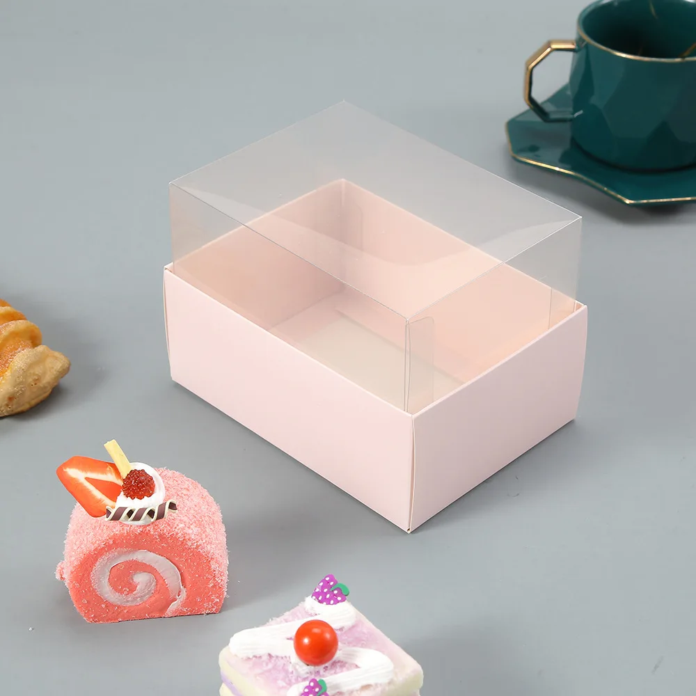 Simple Design Transparent Cake Box Bread Swiss Roll Macaron Square ...