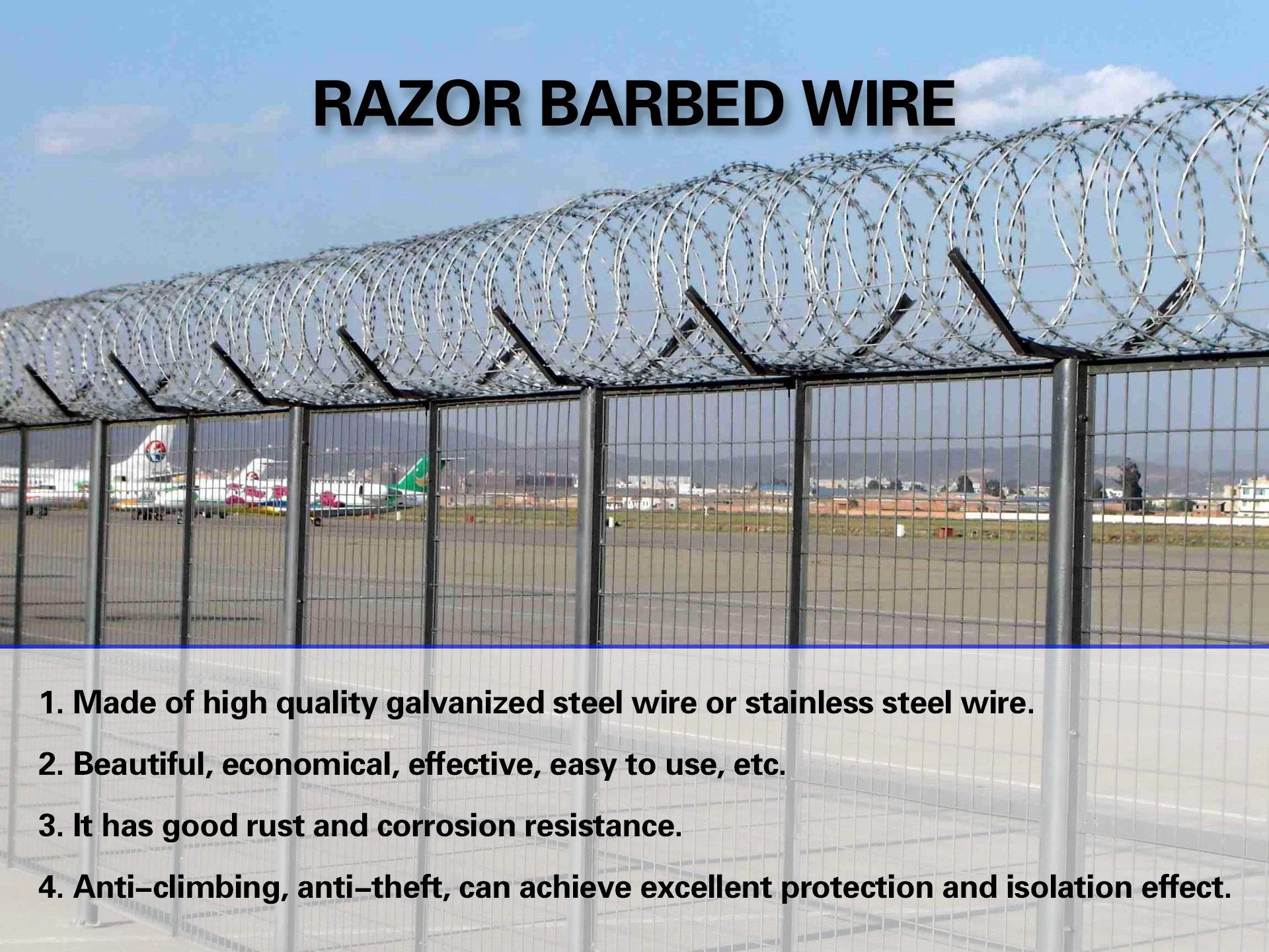 Stainless Steel Concertina Razor Barded Wire / Single Loop Rust Proof ...