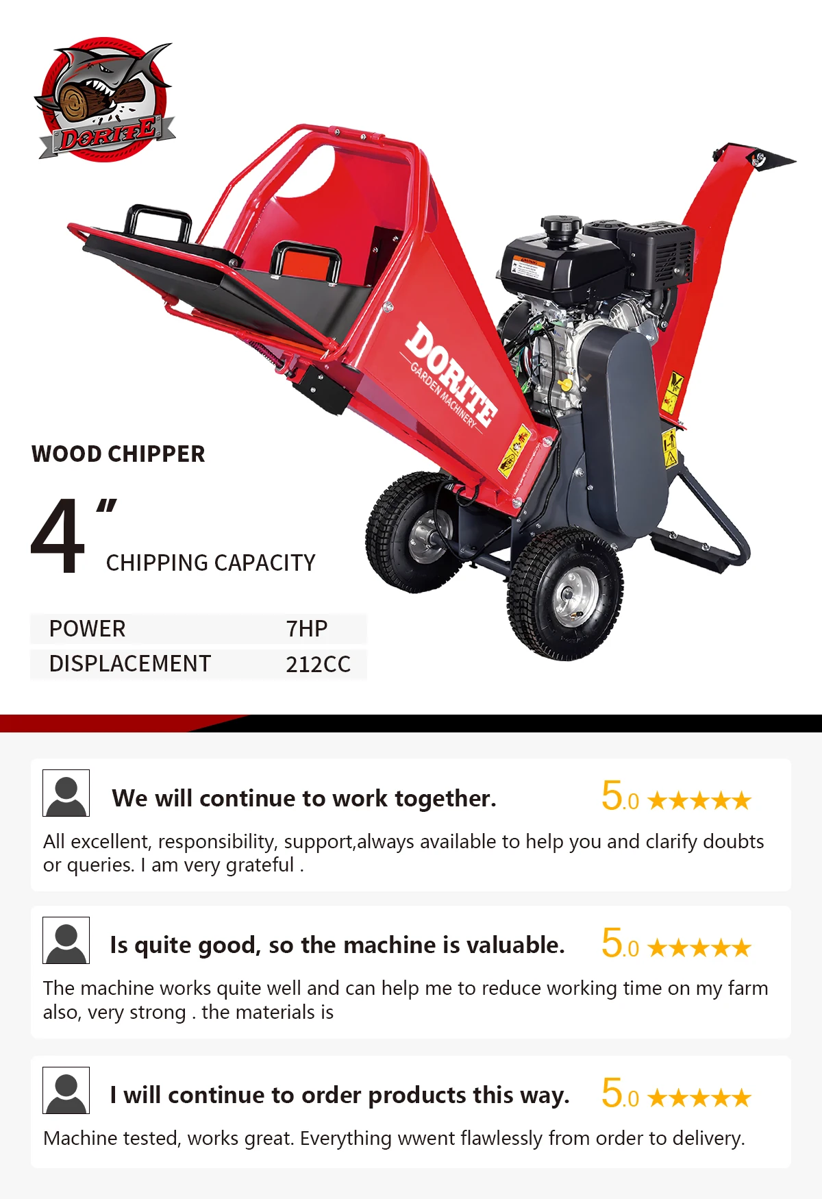 DR-GS-65H Wood Chipper - Efficient Chipper for Garden & Forestry