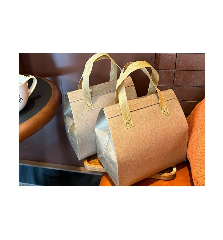 Custom Printed Logo Kraft Paper Cooler - Insulated Bag