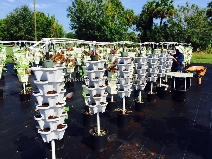 Modern Stand Stacking Planting Pot Tower Plastic Stackable Vertical ...