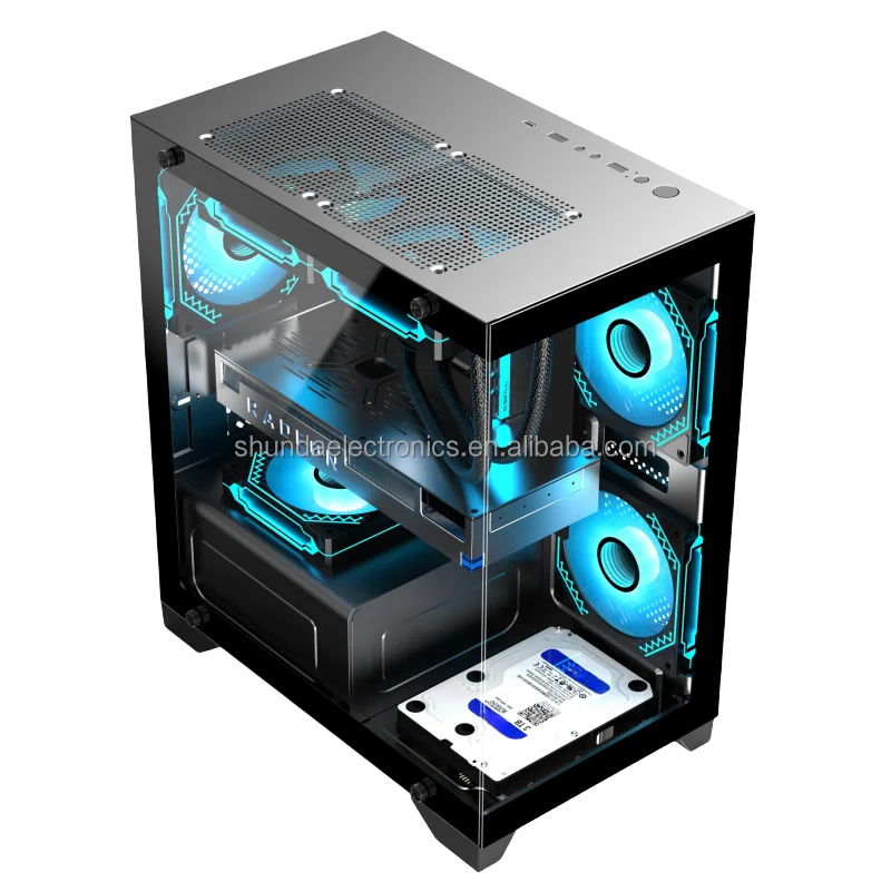Micro Atx Aquarium Glass Gaming Computer Casing Full Vision - Buy ...