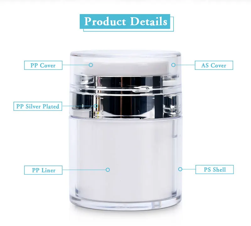 Luxury Airless Jar - 15g to 100g Refillable Cosmetic Packing