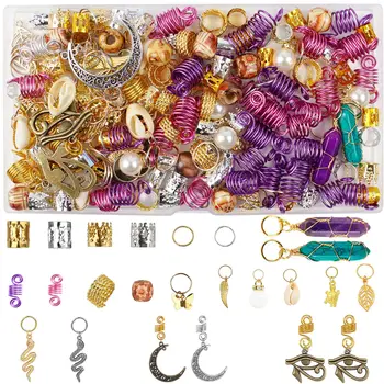 232 Pcs Mixed Design Dreadlock Accessories Set Crystal Hair Bead Metal ...