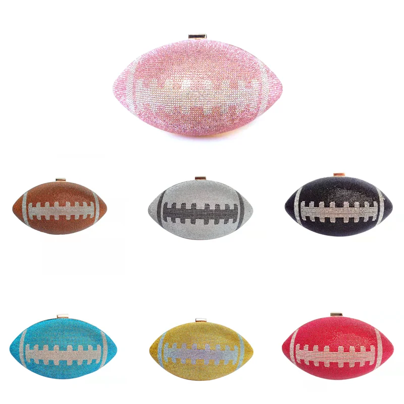 New Rhinestone American Football Round Ball Purse Stone Bling Diamond ...