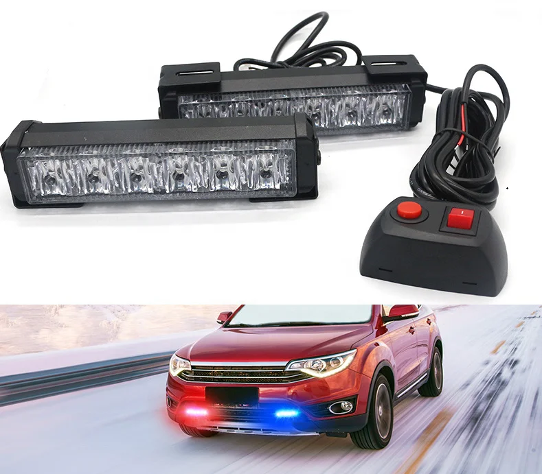 Car Front Grille Blinking Emergency Lights Dc 12v Auto Traffic Signal ...