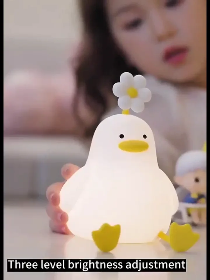 New Creative Cute Flower Duck Led Tap Sensor Light Silicone Bedside ...