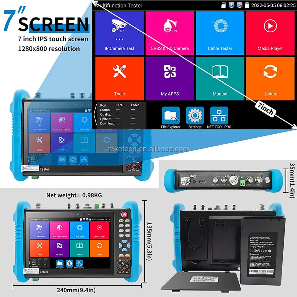 IPC-9800MOVTADHS Plus+ 7inch IPS Touch Screen Monitor for CCTV Testing