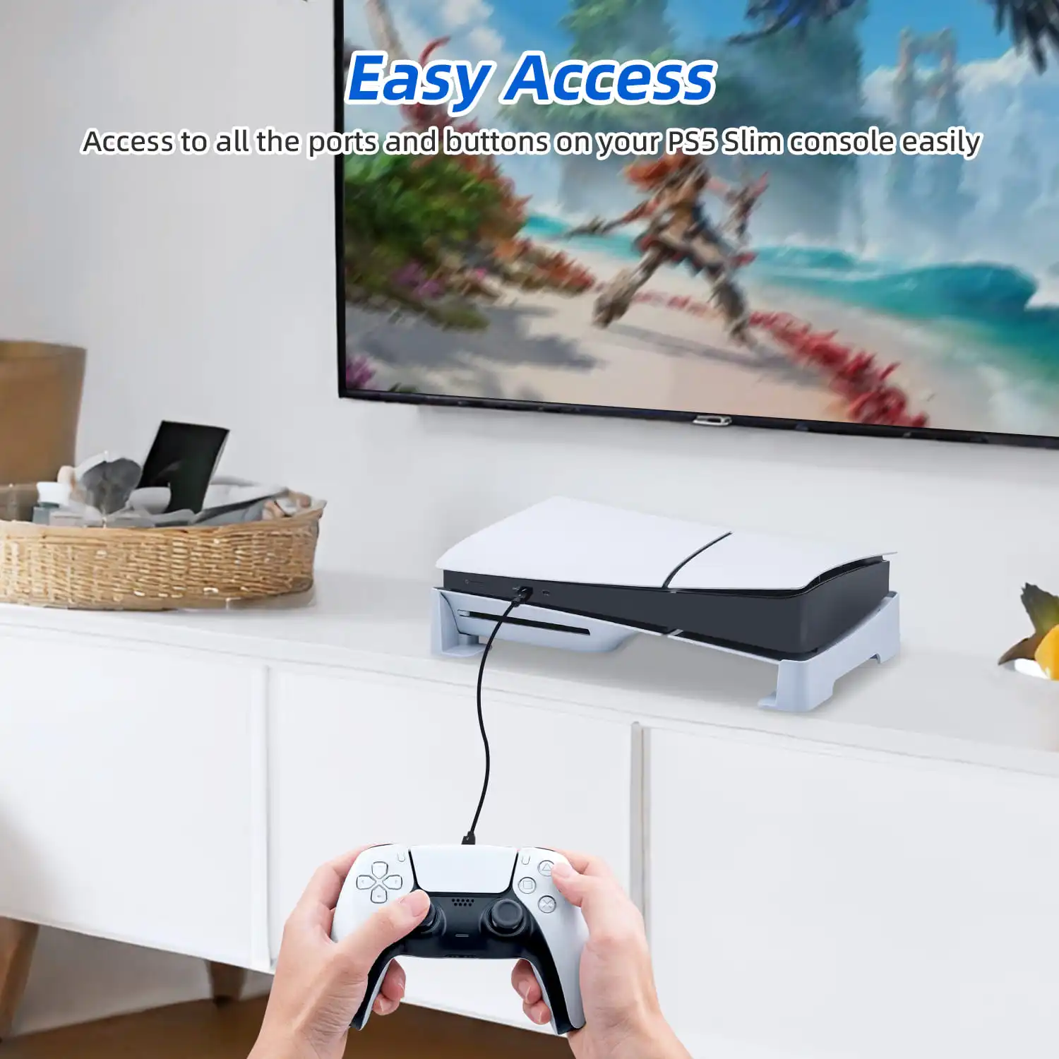 Pgtech Horizontal Protective Base Stand For Ps5 Slim Disc Dock Display ...