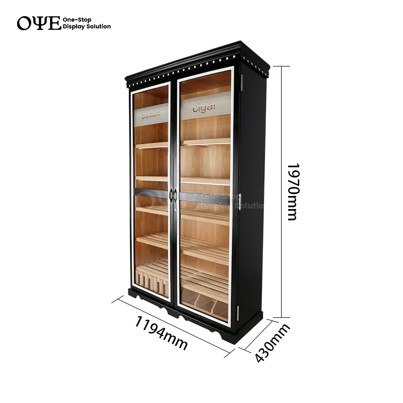 Wooden Cigar Showcase - Elegant Display for Smoke Shops