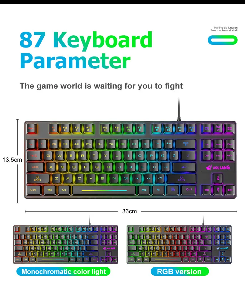 Waterproof USB Wired Gaming Keyboard with RGB Backlit