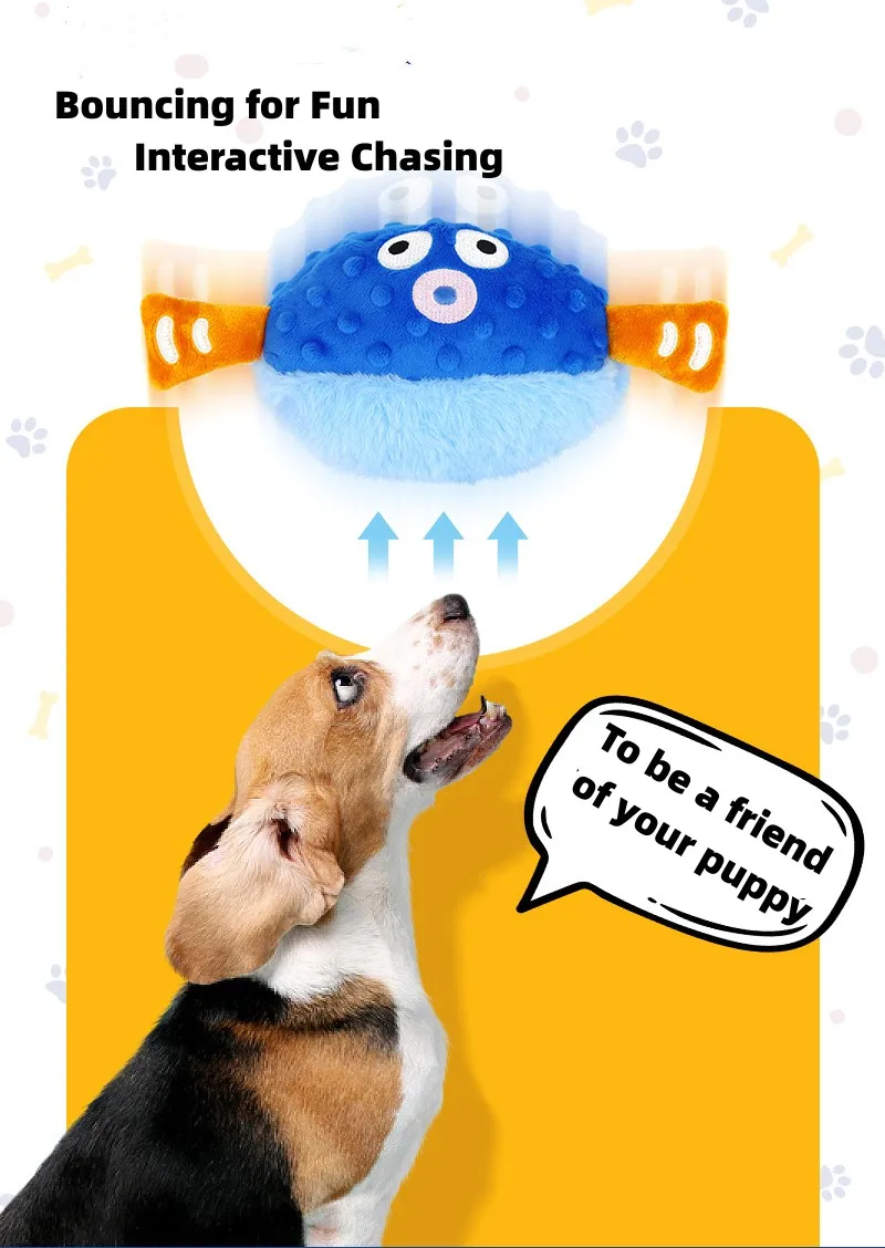Usb Rechargeable Auto Interactive Bouncing Ball Squeaky Plush Dog Toy ...