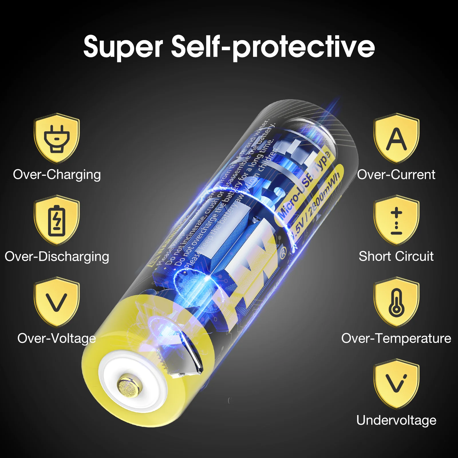 Tiger Head Battery 2800mwh Li-ion Aa Battery Usb Rechargeable Lithium ...