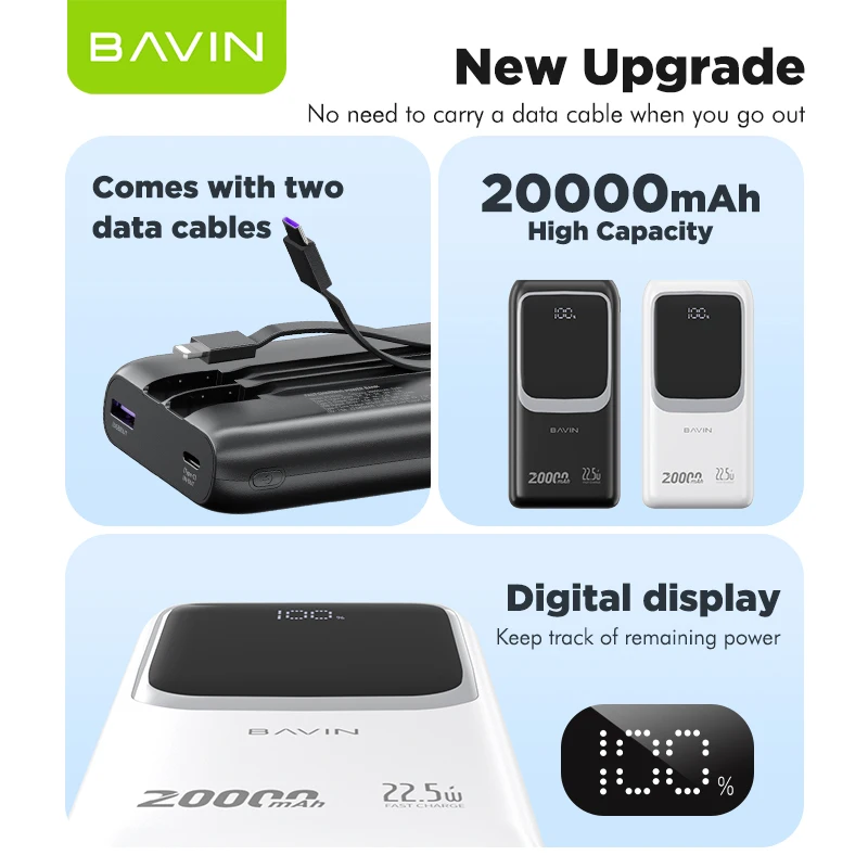 BAVIN Power Bank 20000mah - Fast Charging Portable Charger