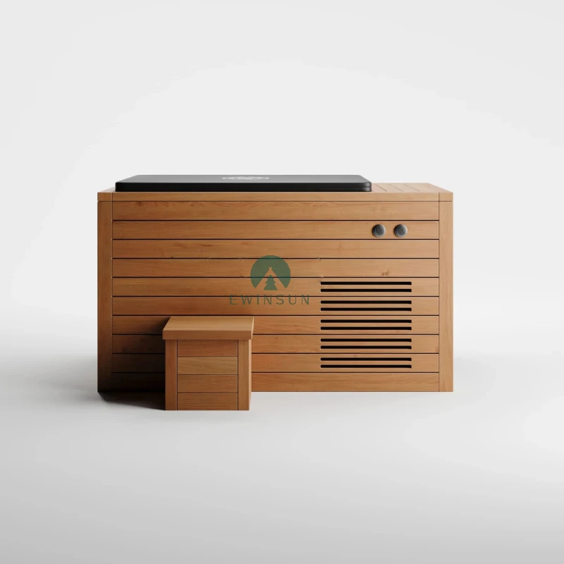 All in One Stainless Steel Liner Cold Plunge Wood Ice Bath Pool ...