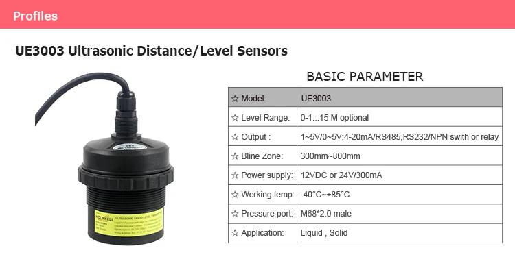 Holykell Factory Ultrasonic Level Sensor Probe Distance 10 Meter Ue3003 ...
