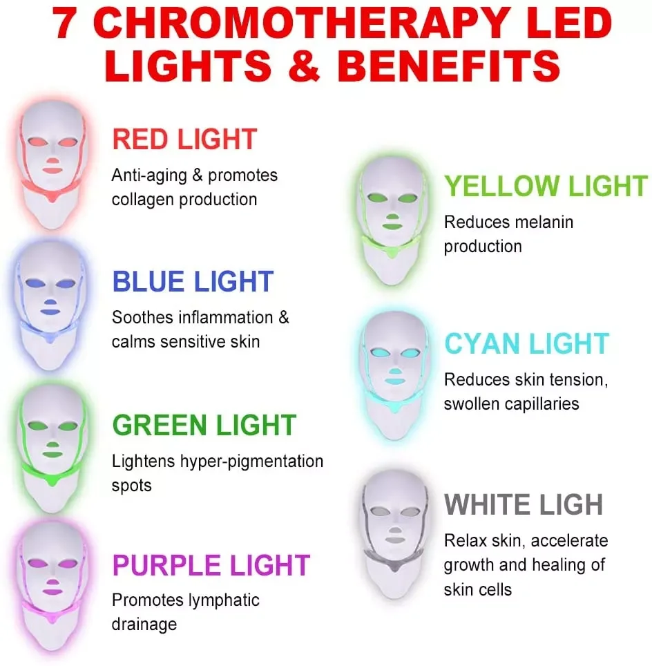 Led Facial Mask 7 Colors Pdt Facial Home Use Face Led Light Therapy ...