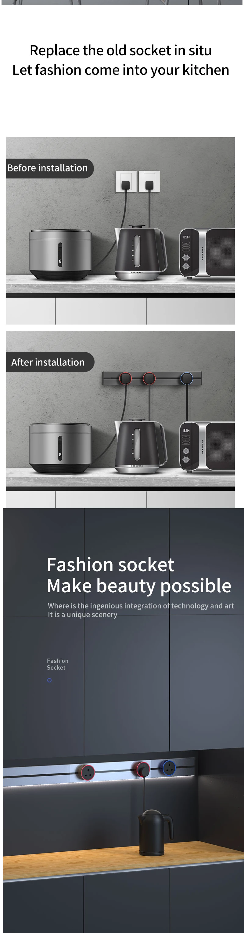 Surface Mounted Movable Power Wall Socket - Versatile & Safe