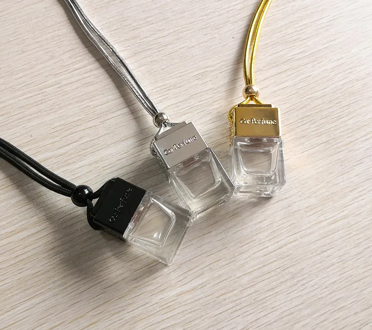 8ml Square Glass Car Perfume Bottle Car Fragrance Bottle Black Empty ...