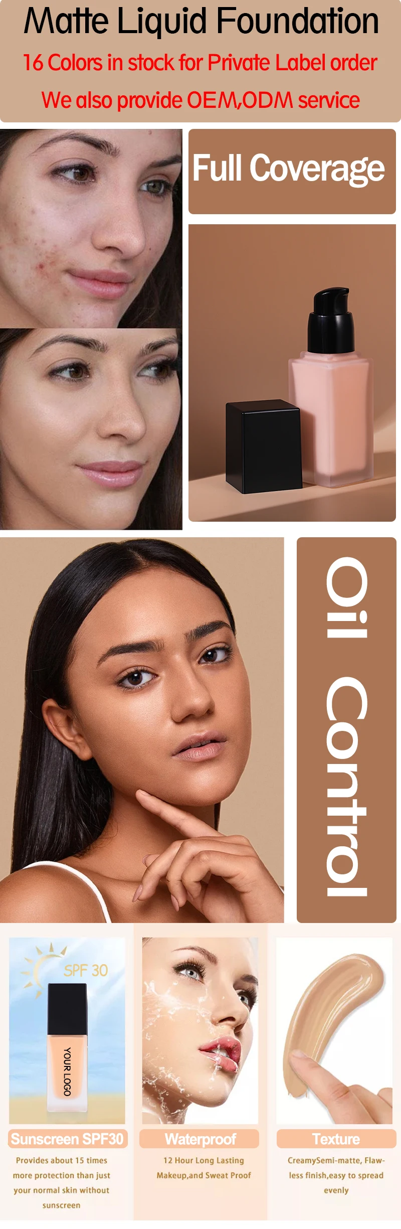 Makeup High Quality Private Label Matte Waterproof Foundation Long ...