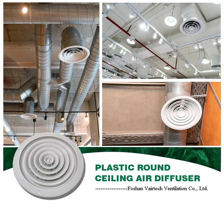 HVAC Round Diffusers with Damper - ABS Plastic Ceilings