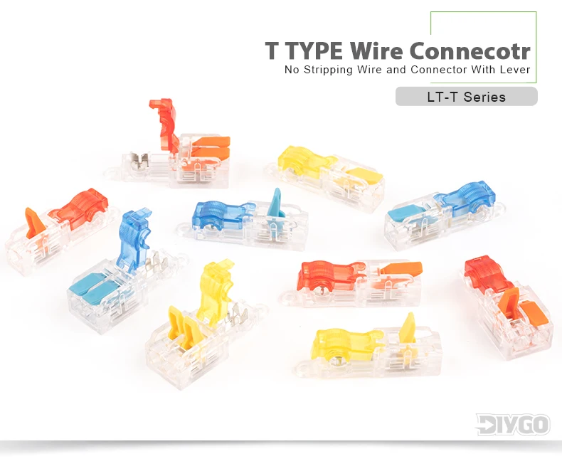 T-Type Stripping Free Wiring Connector With Fixing Hole Quick Branch ...