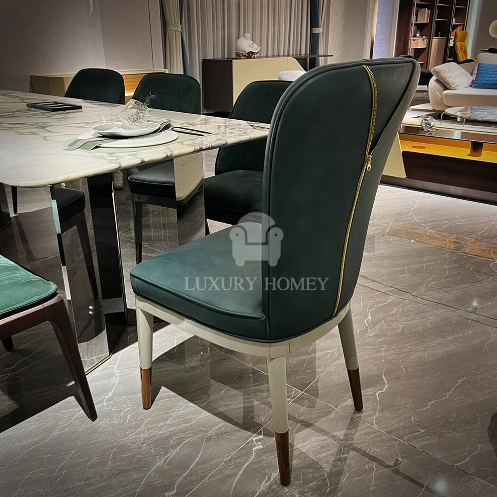 Italian High-end Natural Luxury Stone Long Dining Table Set 8 Chairs ...