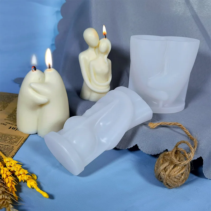 Silicone 3D Hugging Couple Mold for Art Resin Casting DIY Candle & Soap ...