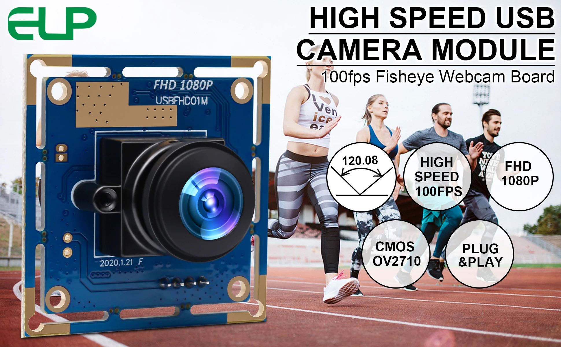 ELP 180 Degree Fisheye USB Camera Module 1080P Wide Angle