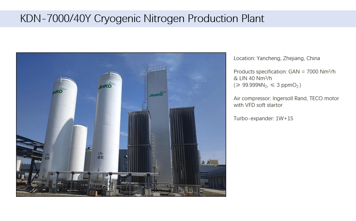 Greenfir 120TPD Liquid Nitrogen Plant - High Efficiency