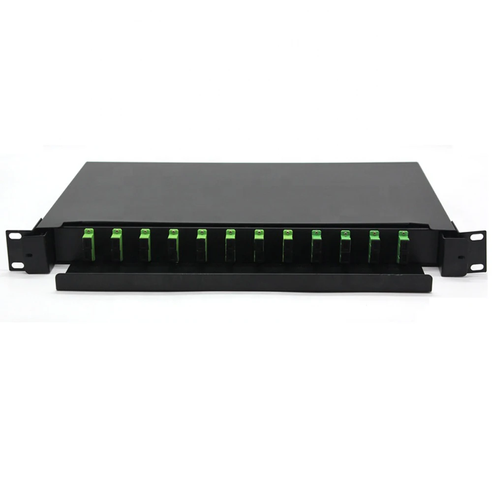 19 Inch Rack Mount ODF 1U 12 Port 24 Fibers Patch Panel