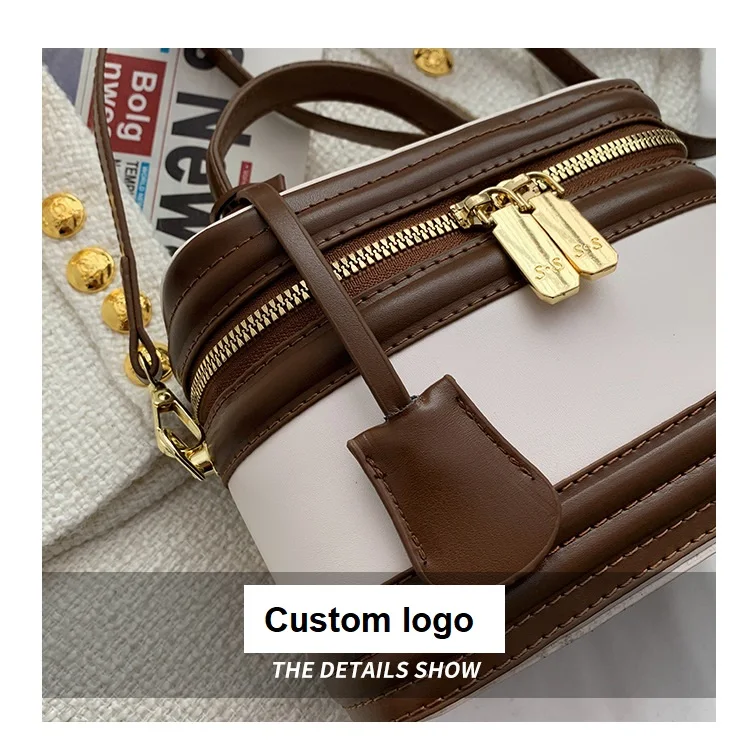 Fashion Box Design Bags Dual Zipper Top Handle Shoulder Bags for Ladies ...