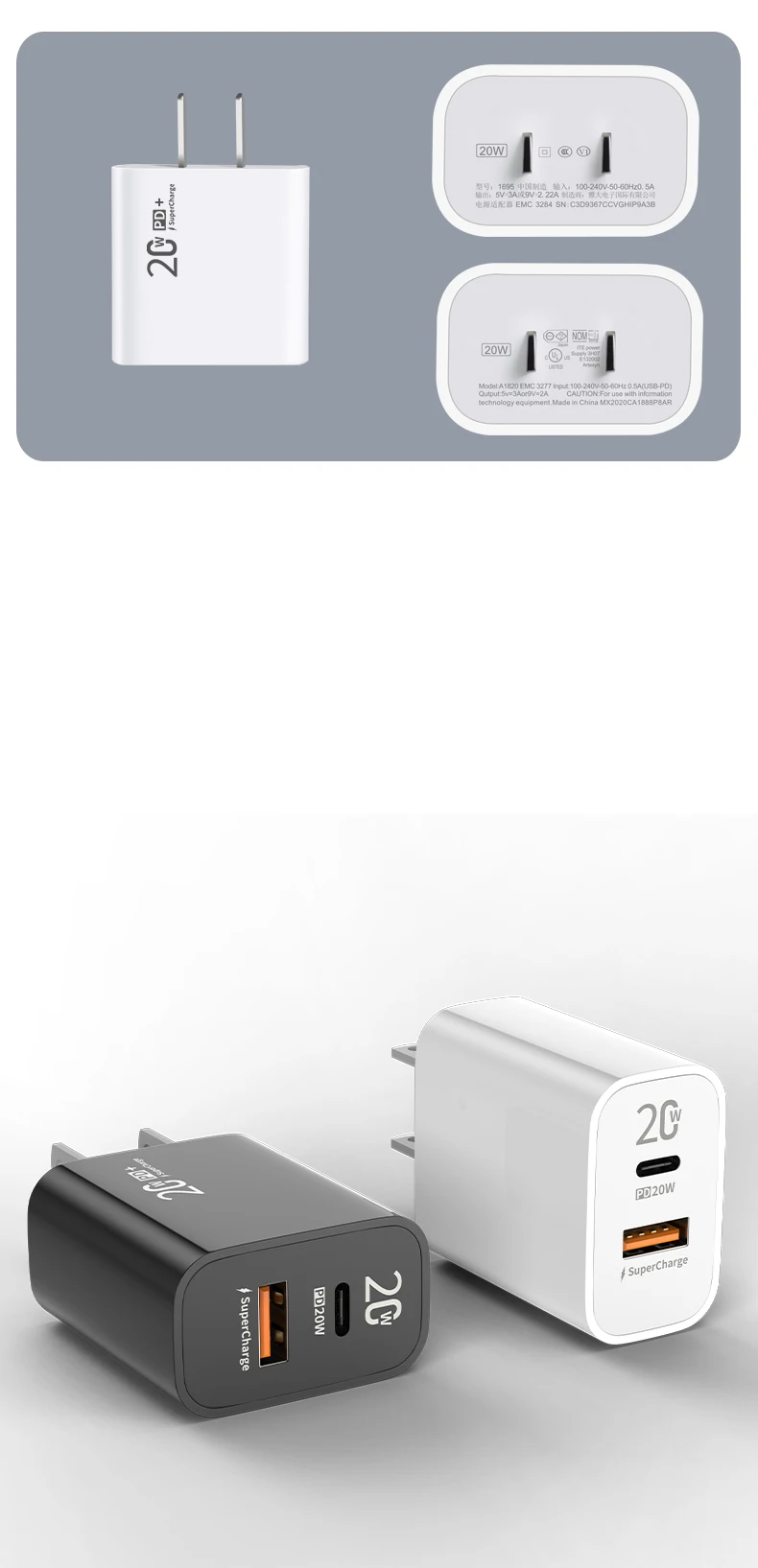 Mobile Phone Charger Type C Pd 20w Us Eu Au Uk Power Adapter Fast ...