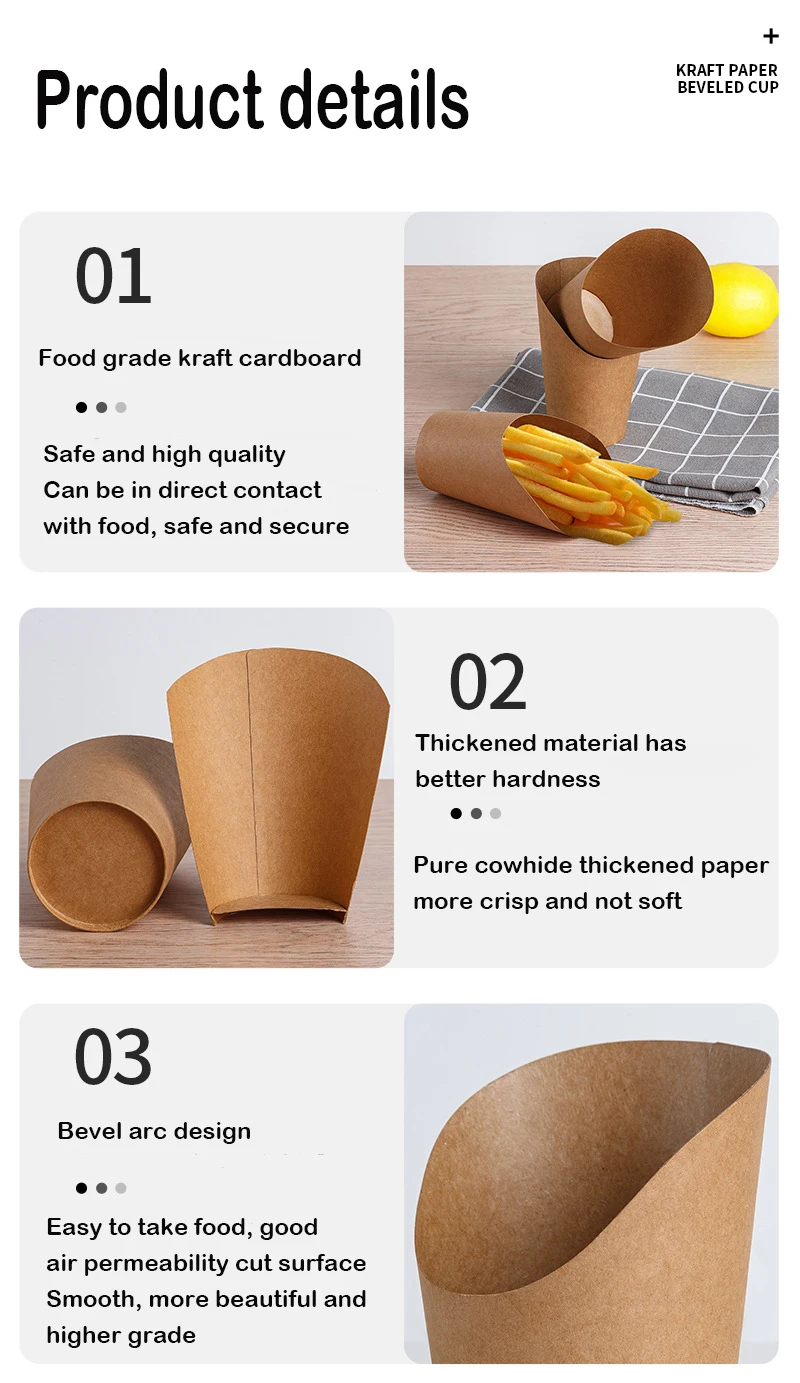 Slanted Paper French Fries Cup Party Baking Supplies 12 Instant Factory ...